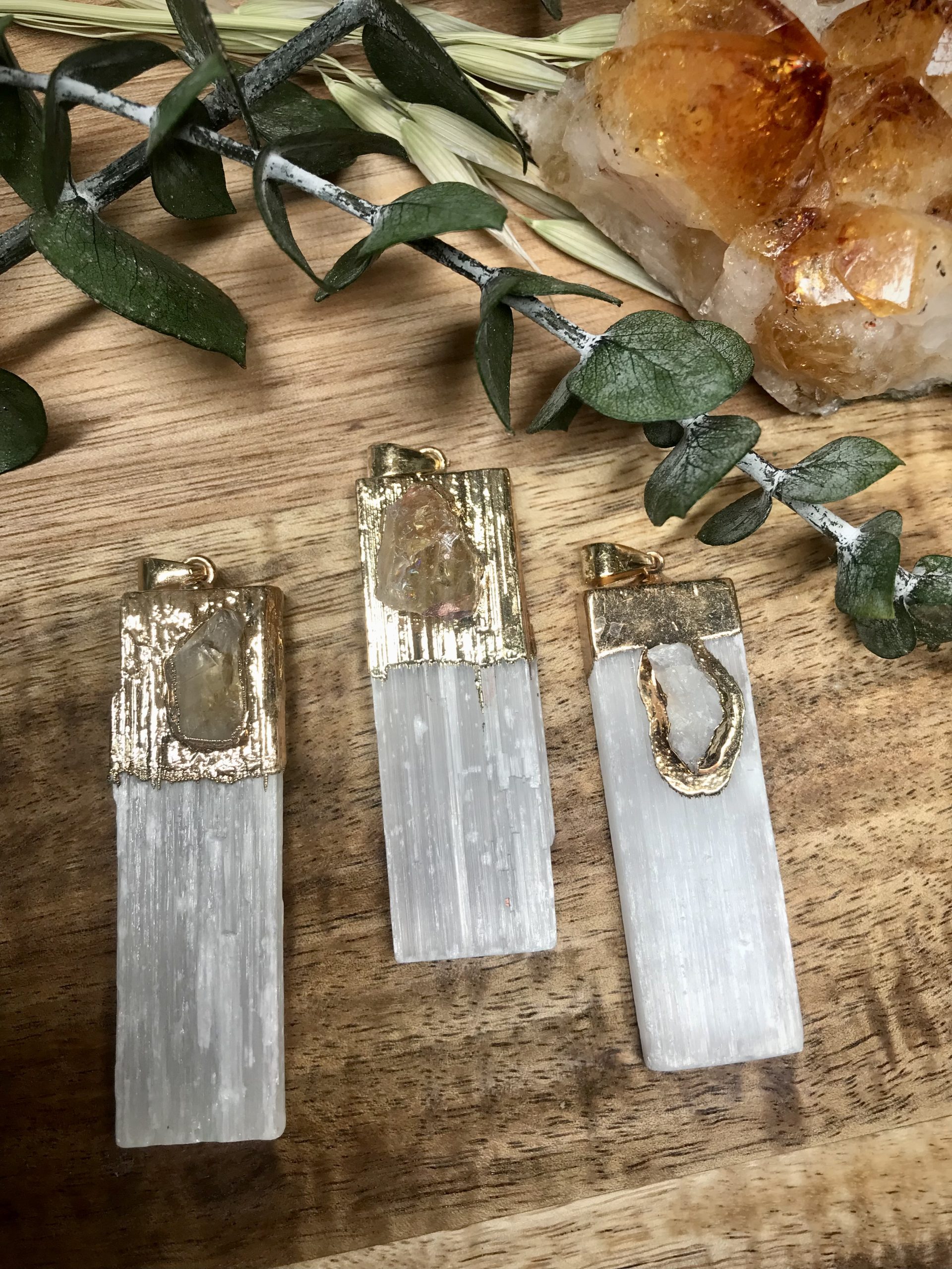 Selenite & Citrine pendant — Starseed Crystal | Holistic Shop